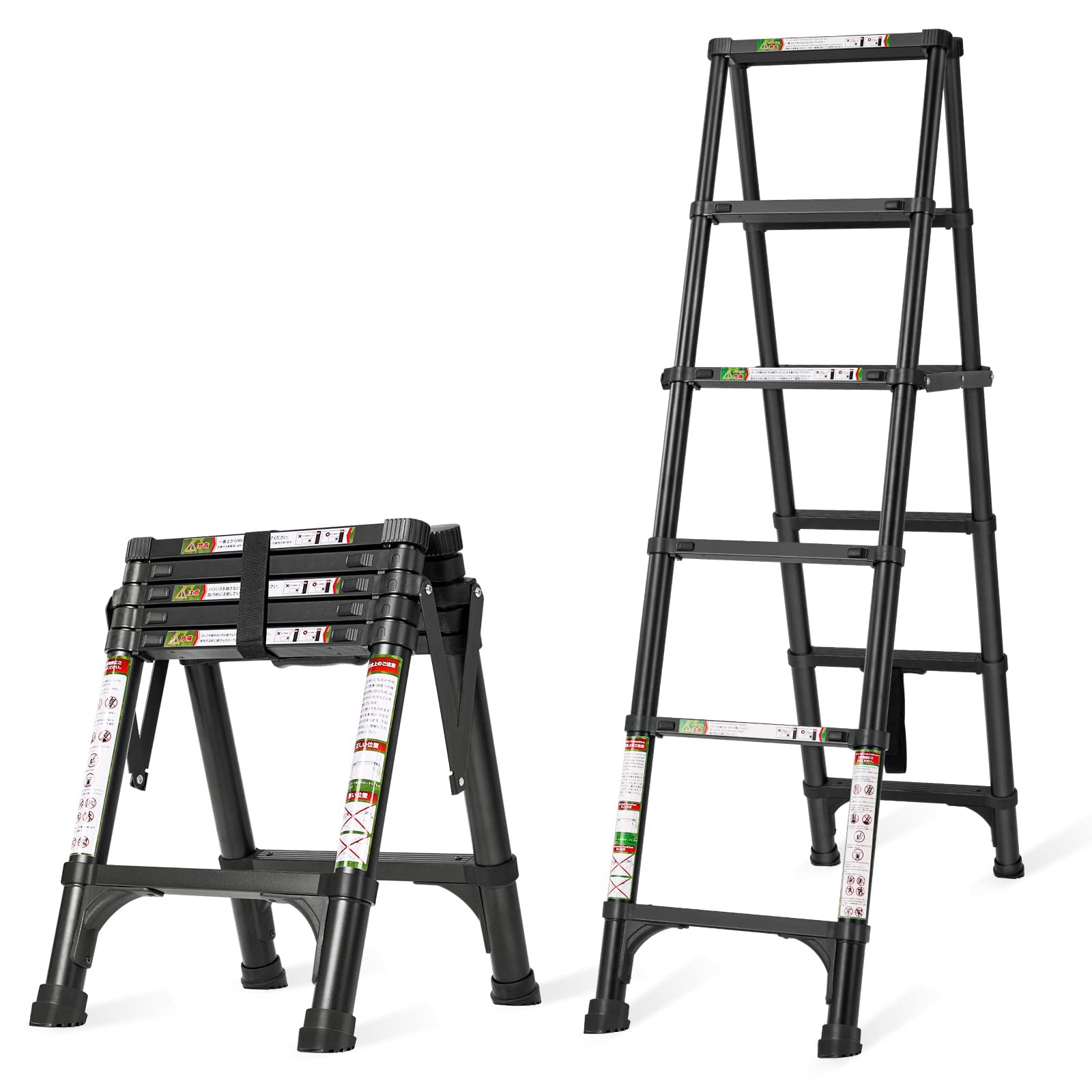 RIKADE Telescoping Ladder, Heavy Duty A-Frame Aluminum Telescopic ...