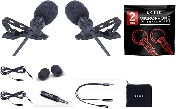 Amazon.com: Solid Clip On Lavalier Lapel Microphone 2 Pack Set for ...