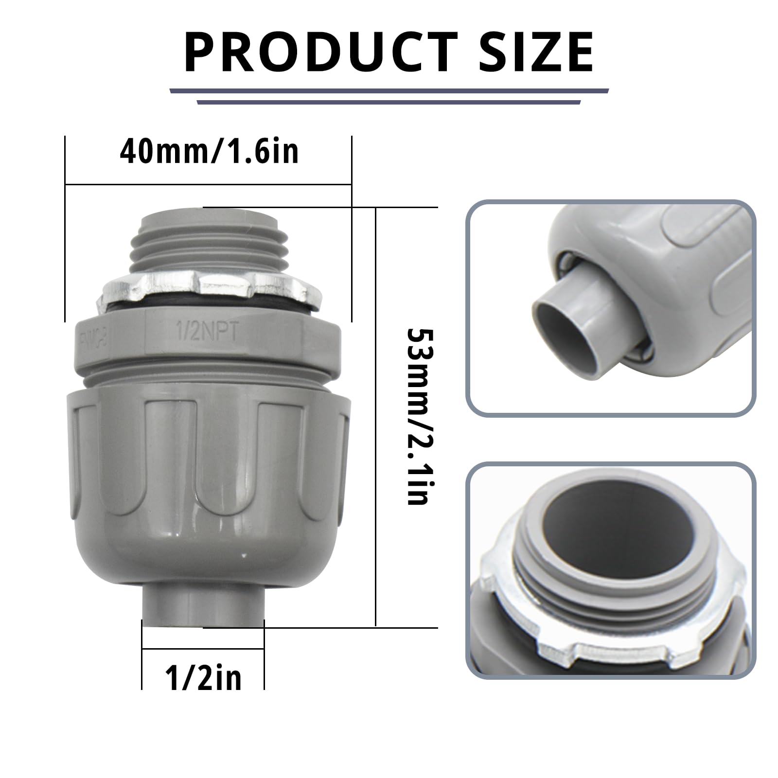 Snapklik.com : 24 Pack 1/2 Inch PVC Conduit Fittings, 180-Degree Liquid ...