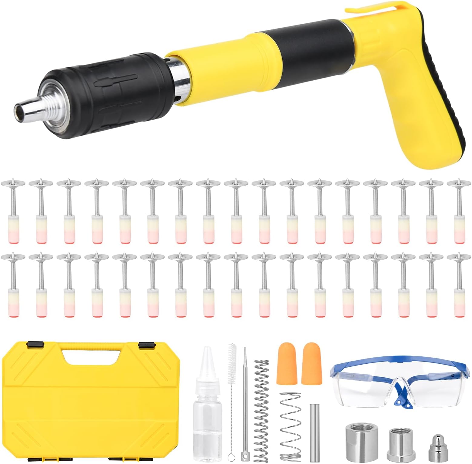 Amazon.com: Yelusonw Concrete Nail Gun Kits with 200pcs Nails, 5 Speed ...