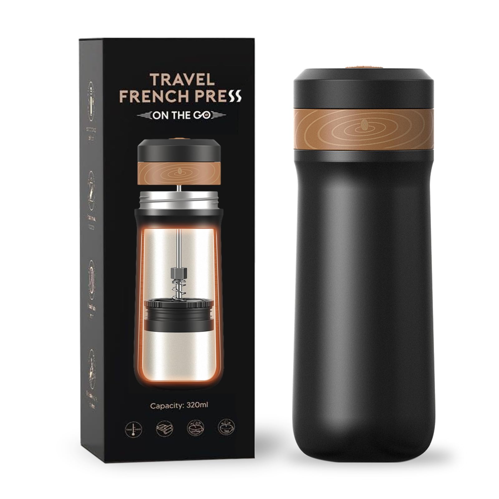 Amazon.com: FOXNSK French Press Coffee Maker, 320ML, Stainless Steel ...