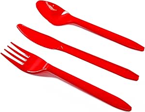 Amazon.com: SUT 360Pcs Red Plastic Silverware, Disposable Red Plastic ...