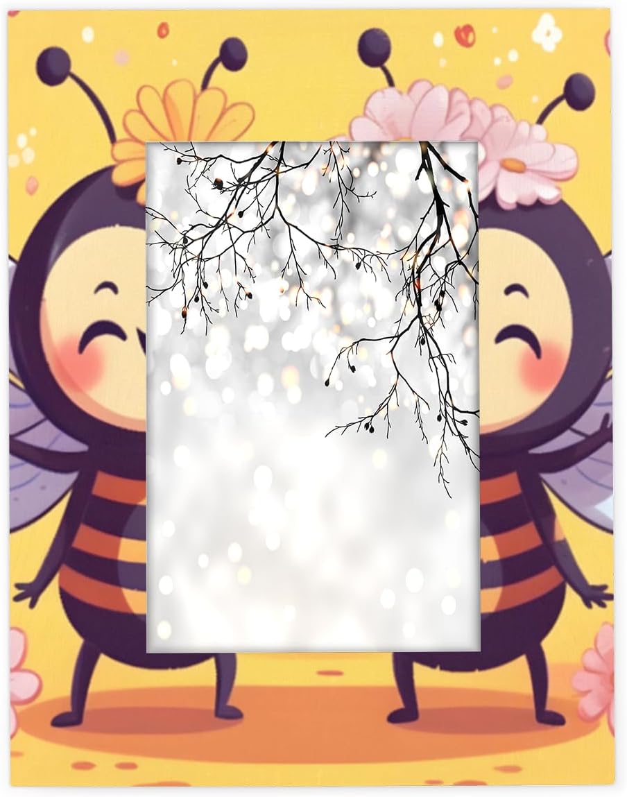 Amazon.com - Ourtheme Cute Flower Cartoon Bee 4x6 Picture Frame Wooden ...
