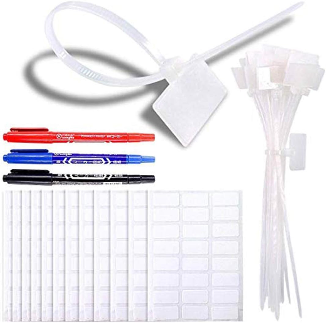 Twisted 100 Pieces Cable Ties Label Self Locking Tag Sign for Ethernet ...
