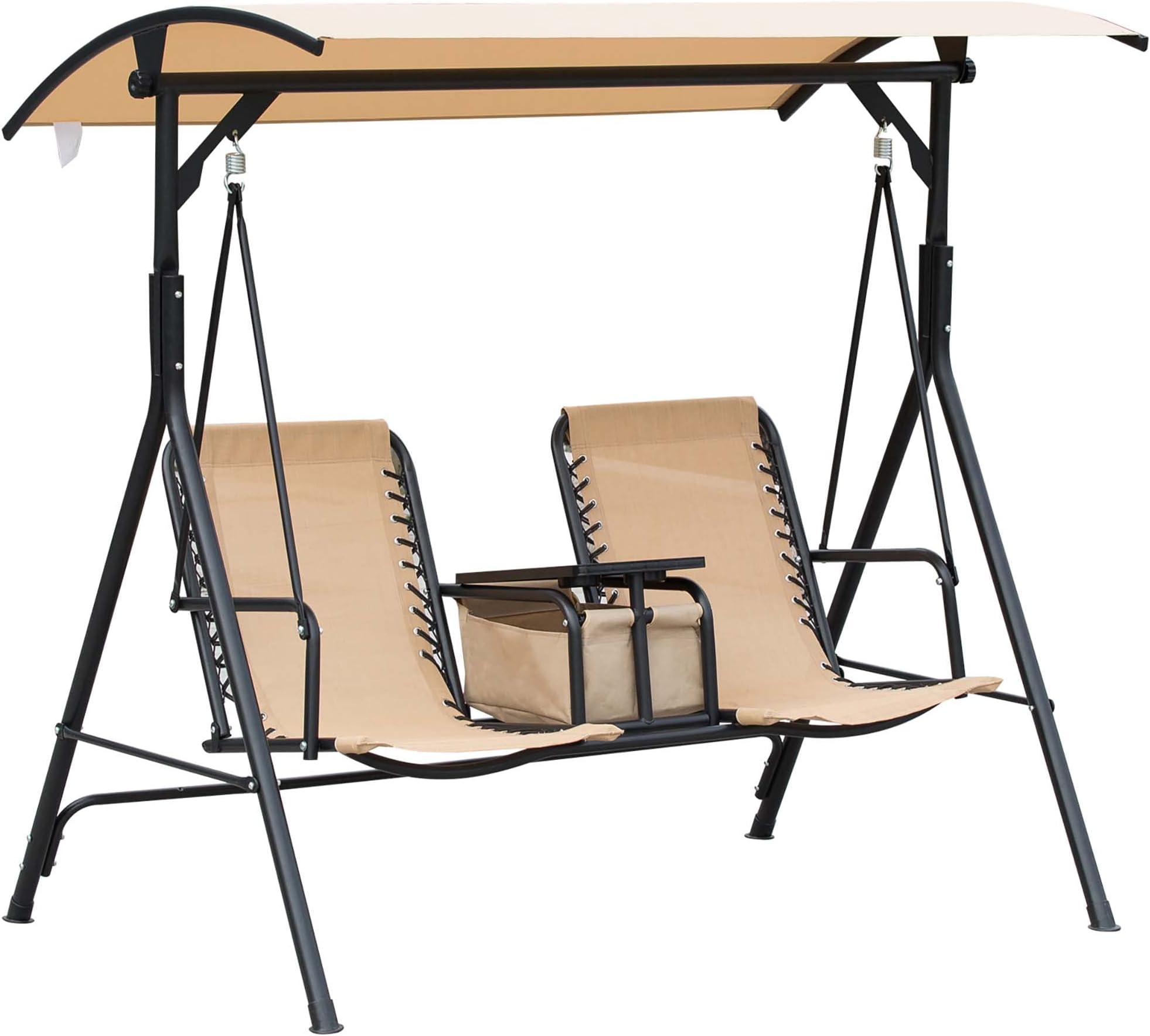 Amazon.com: Outsunny 2-Seat Patio Swing Chair, Outdoor Canopy Swing ...