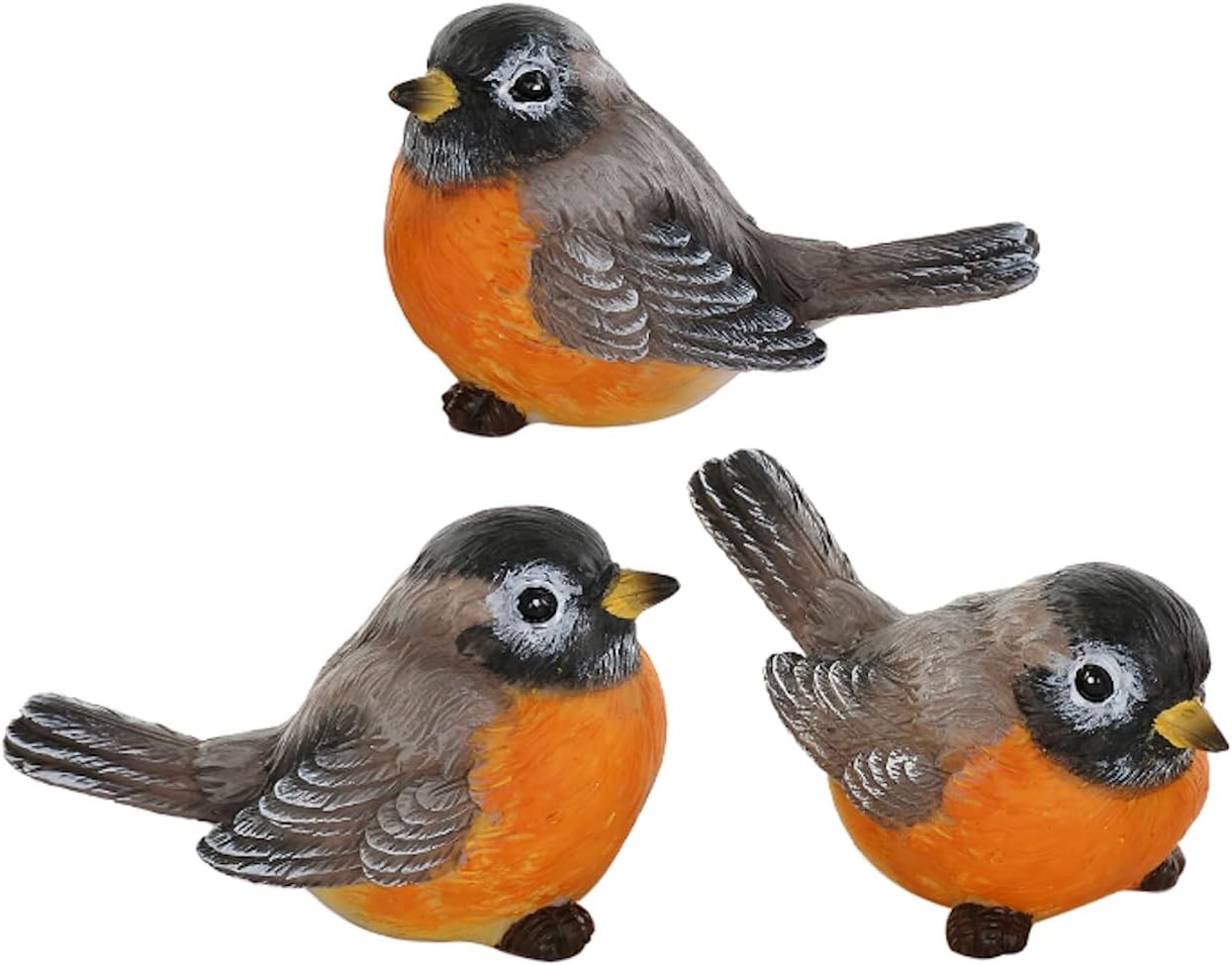 Amazon.com: The Bridge Collection 1.5" Robin Bird Figurines - Set of 3 ...