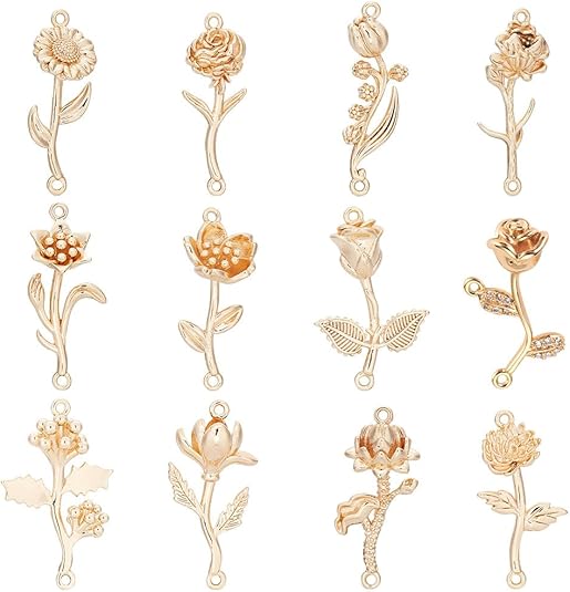Amazon.com: PH PandaHall 12pcs Golden Flower Links, 18K Gold Plated ...