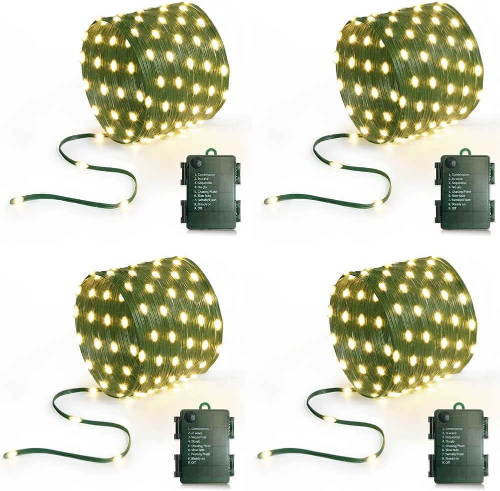 16.5ft Battery Operated String Lights(4 Pack), 50 LED Twinkle Fairy ...