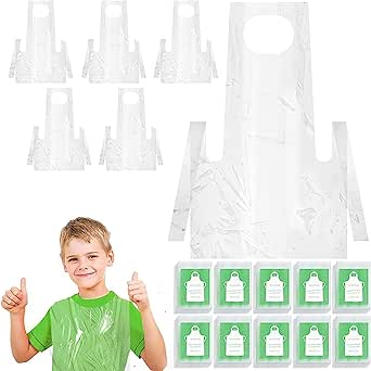 Disposable Aprons for Kids 100PCS - Plastic Aprons Small Clear Polytene ...