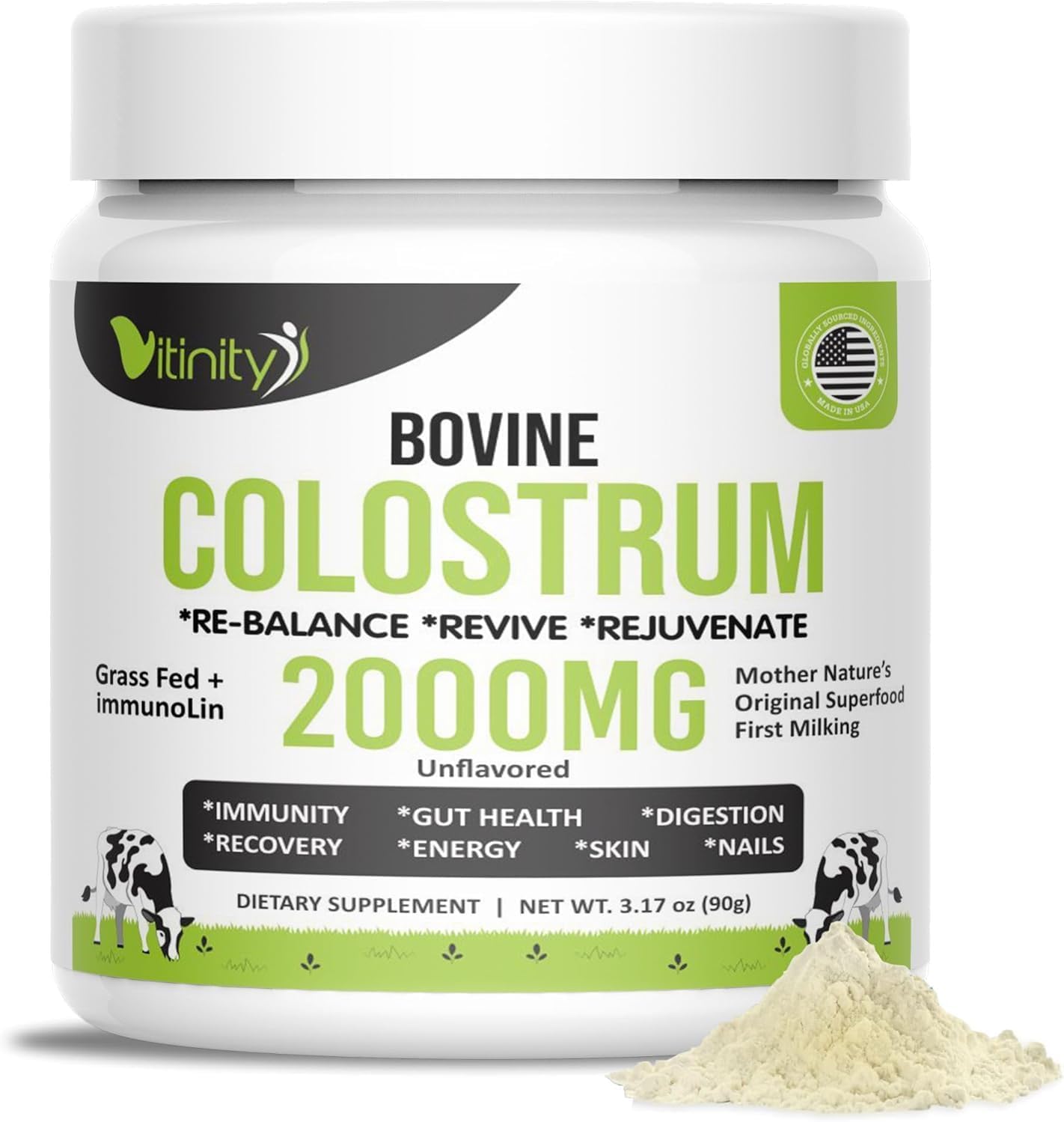 Amazon.com: VITINITY Grass Fed Bovine Colostrum Powder for Humans ...