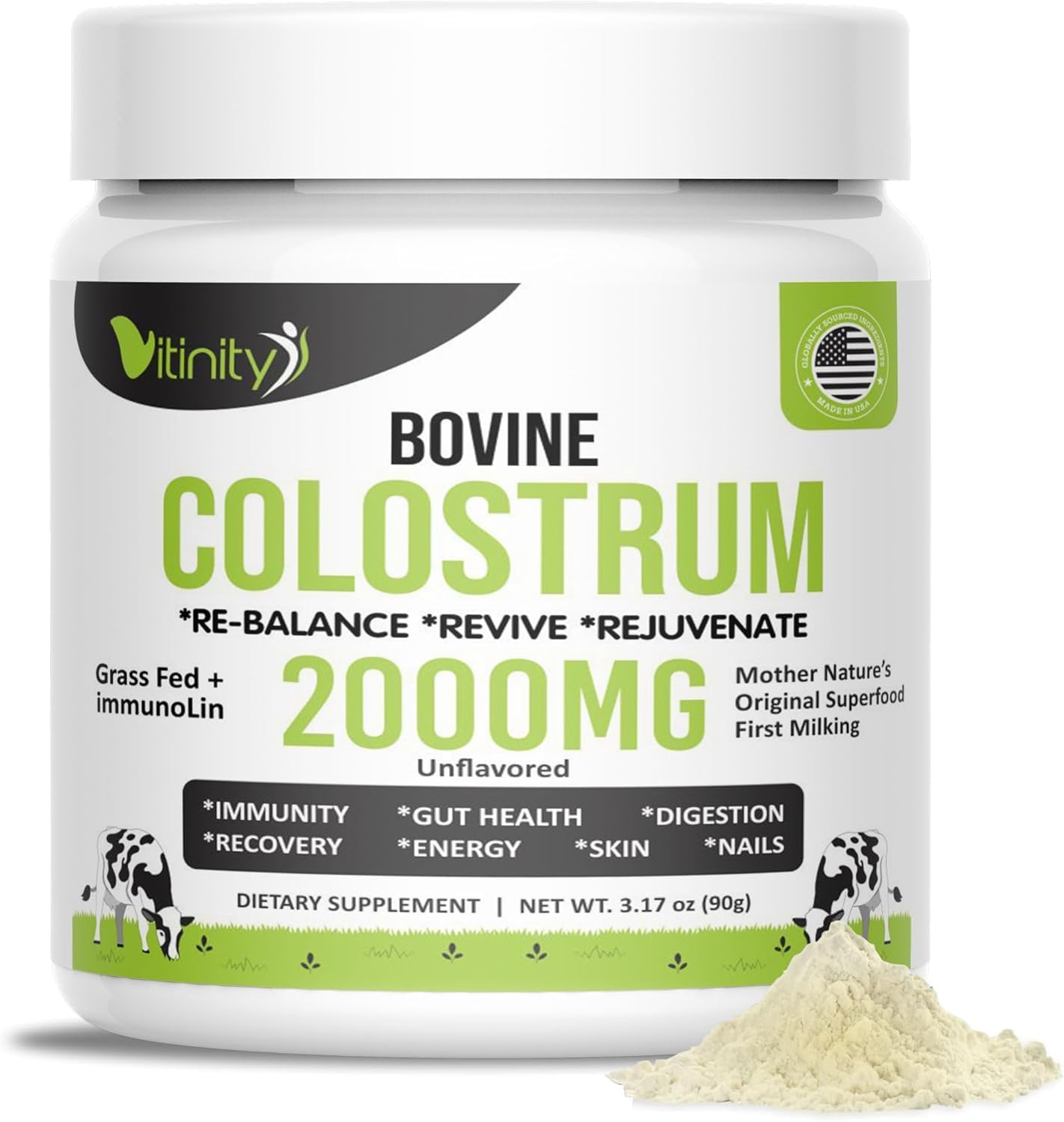 Amazon.com: VITINITY Grass Fed Bovine Colostrum Powder for Humans ...