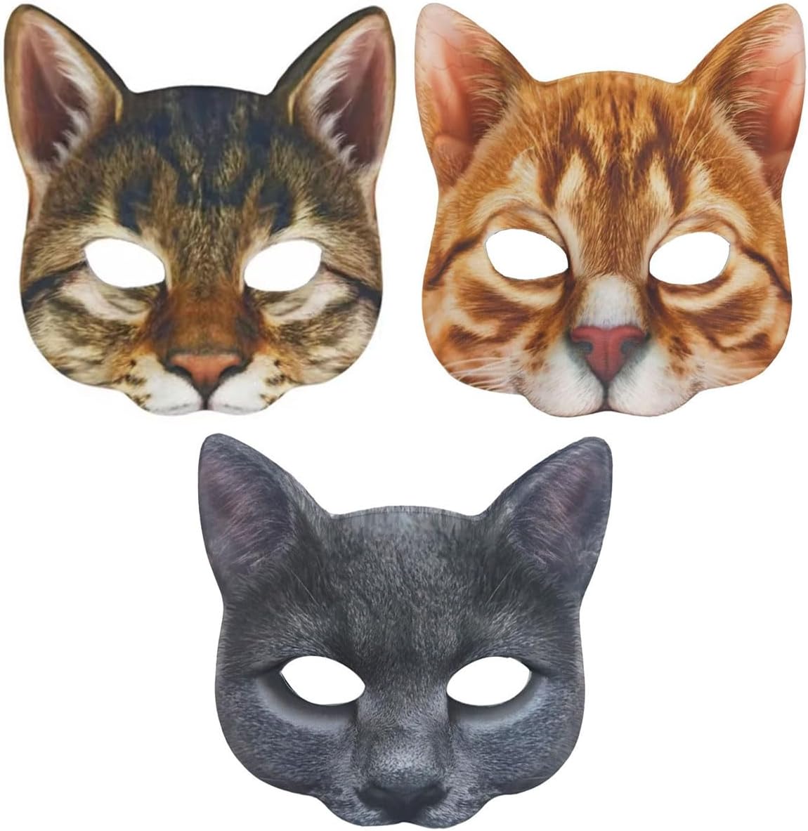 Amazon.com: Aiffort 3Pcs Cat Halloween Mask Realistic Cat Masks Animal ...