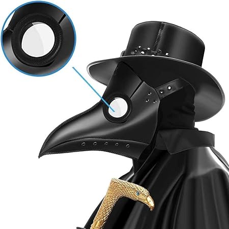 PartyCostume Plague Doctor Mask Black Leather Long Nose Bird Beak ...