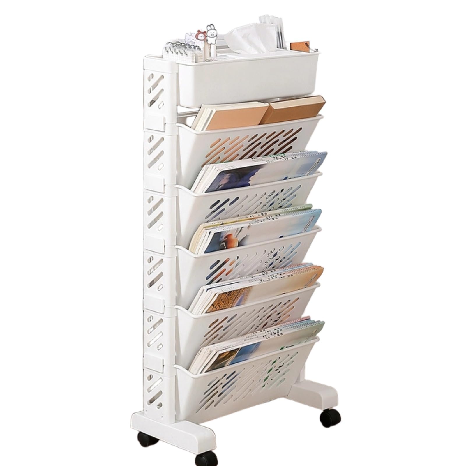 Amazon.com: Mobile Bookshelf with Wheels Plastic Multilayer Capacity ...