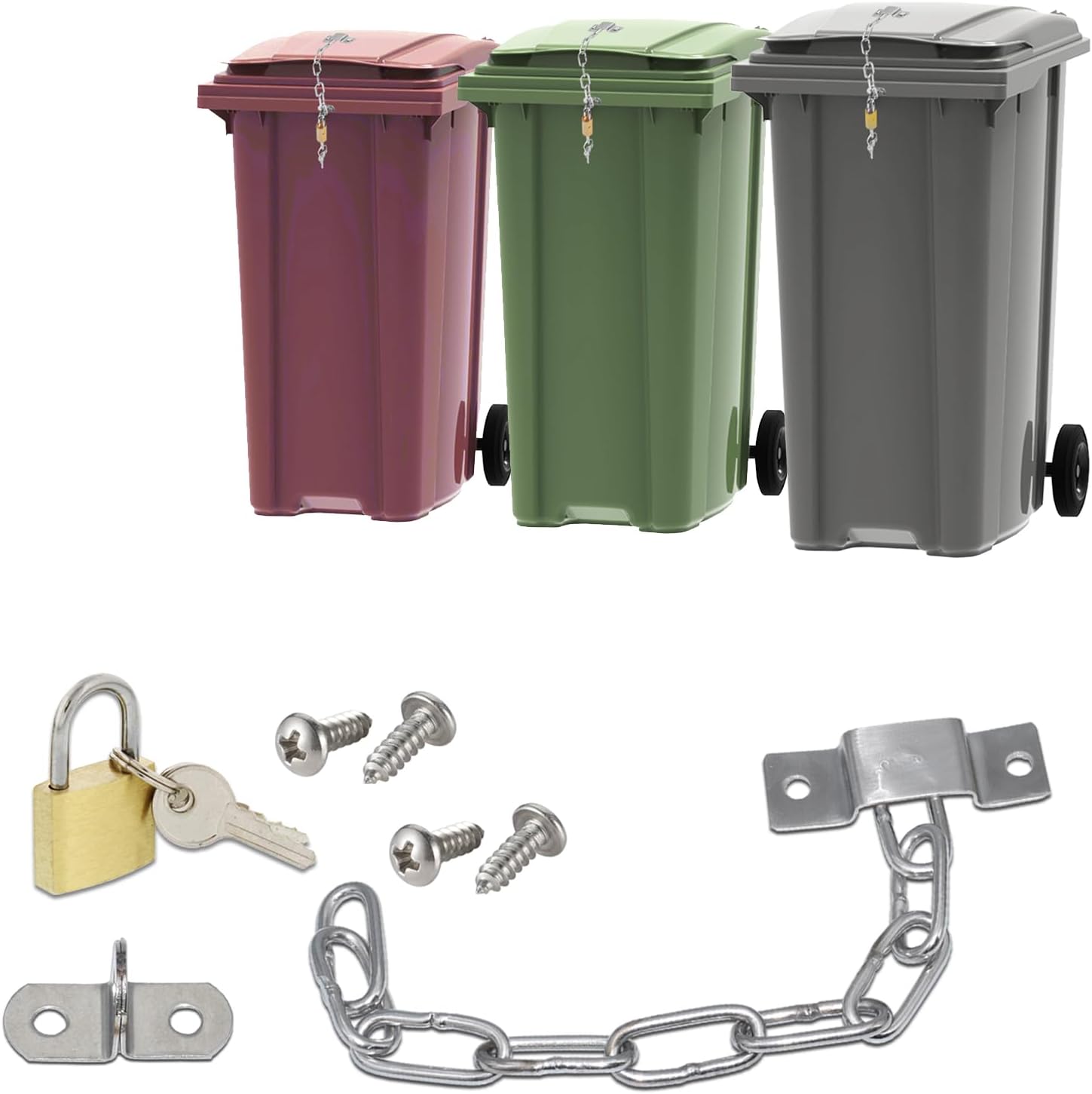 Wheelie Bin Lid Chain Lock-Easily Fitted with Padlock NO Drilling ...