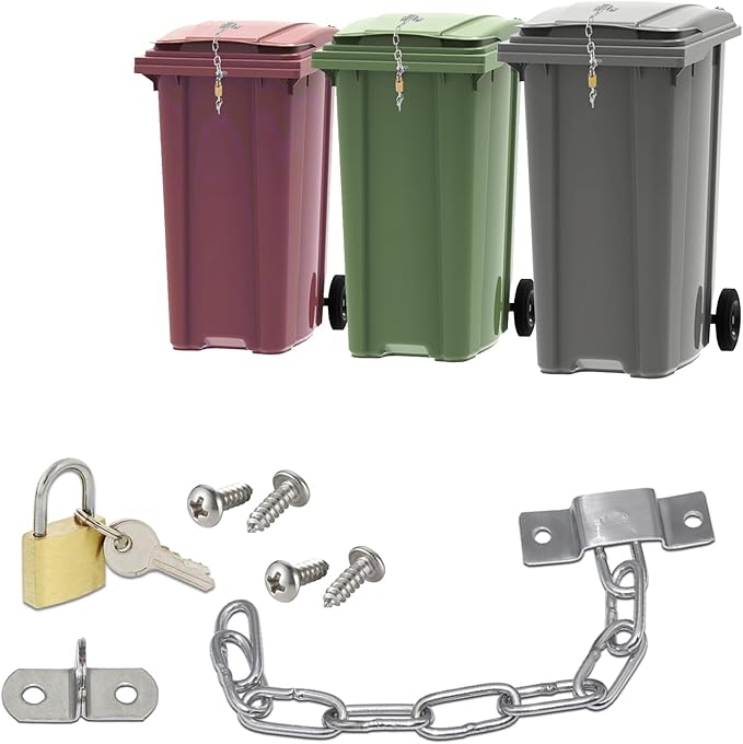 Wheelie Bin Lid Chain Lock-Easily Fitted with Padlock NO Drilling ...