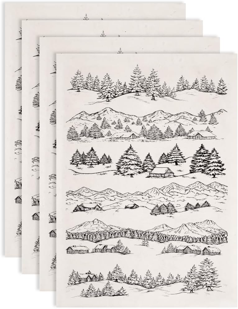 Amazon.com: SUPERDANT 4PCS Ink Mountain Underglaze Paper Transfer ...