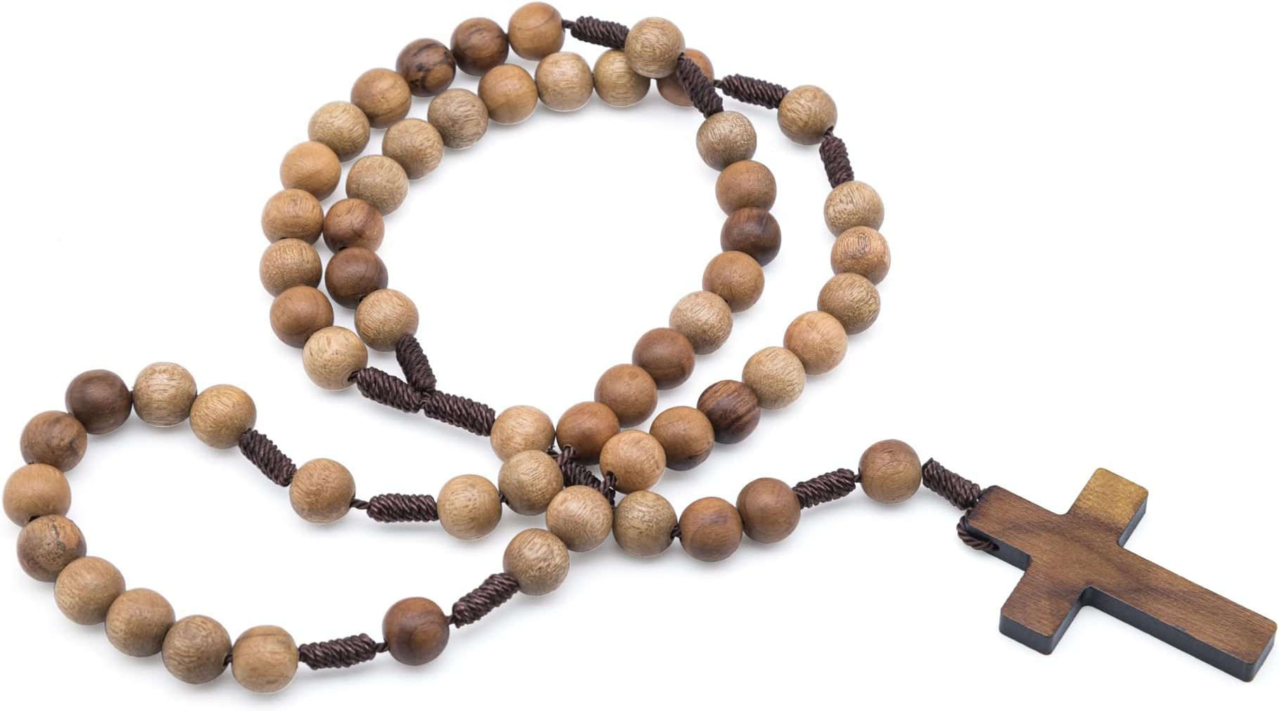 Amazon.com: Holy Land Market Olive Wood Round String Rosary : Arts ...