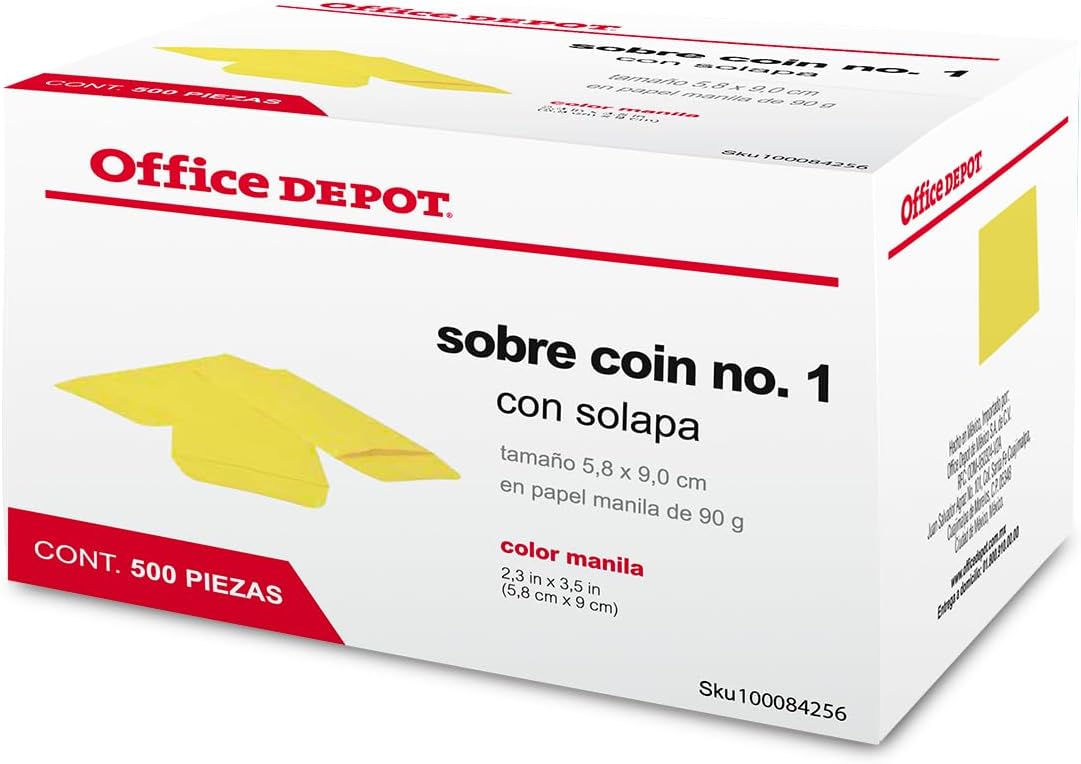 Office Depot Sobres de Papel Manila No. 1 | Paquete con 500 Sobres | 5. ...