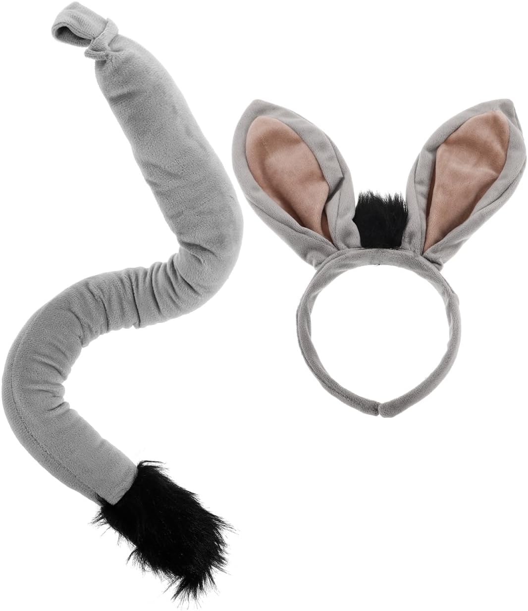 Donkey Costume Accessory Set: Plush Ears and Tail Donkey Ears Headband ...