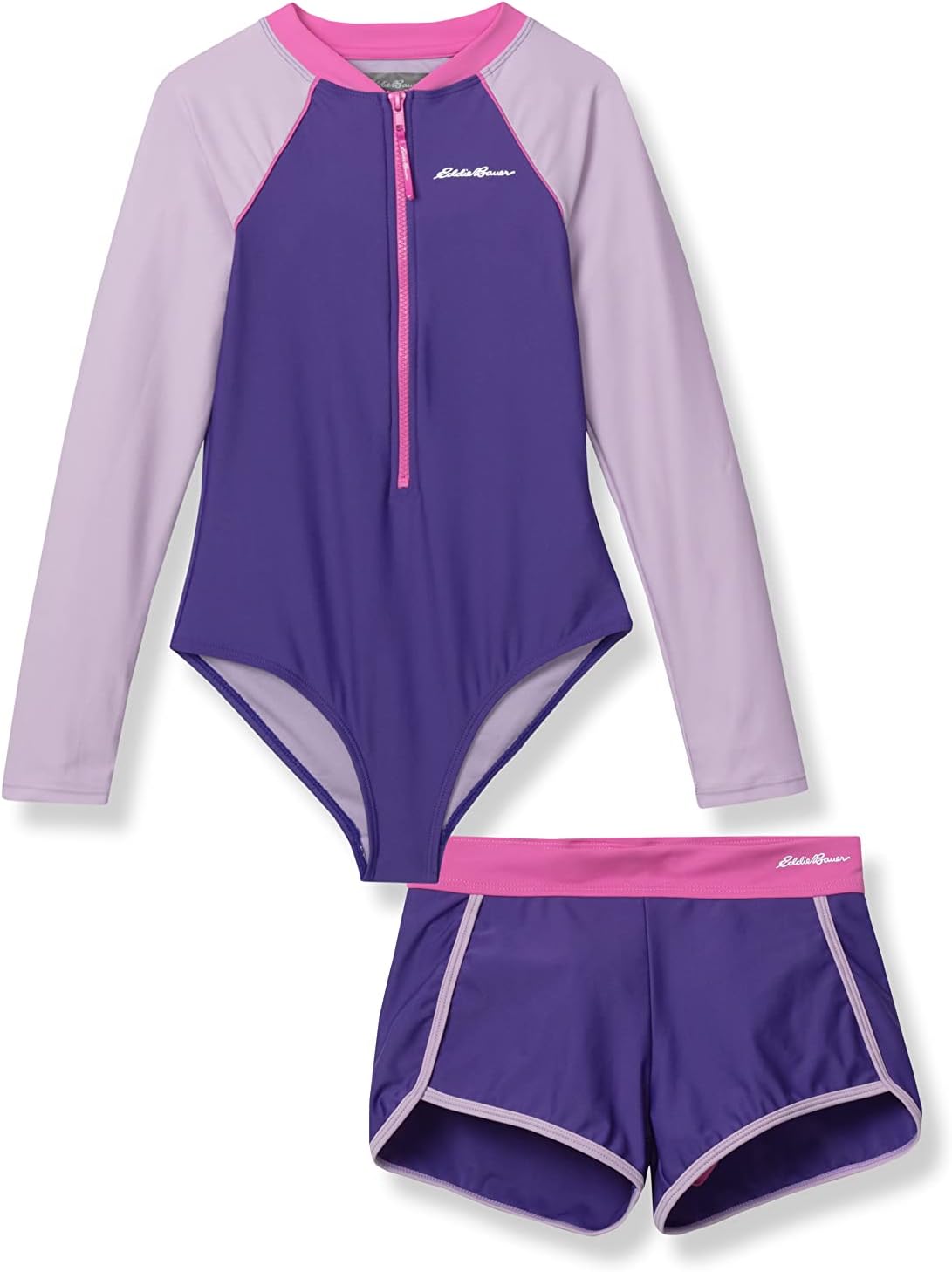 Amazon.com: Eddie Bauer Girls' Rash Guard Set - Quick Dry Swim Shorts ...