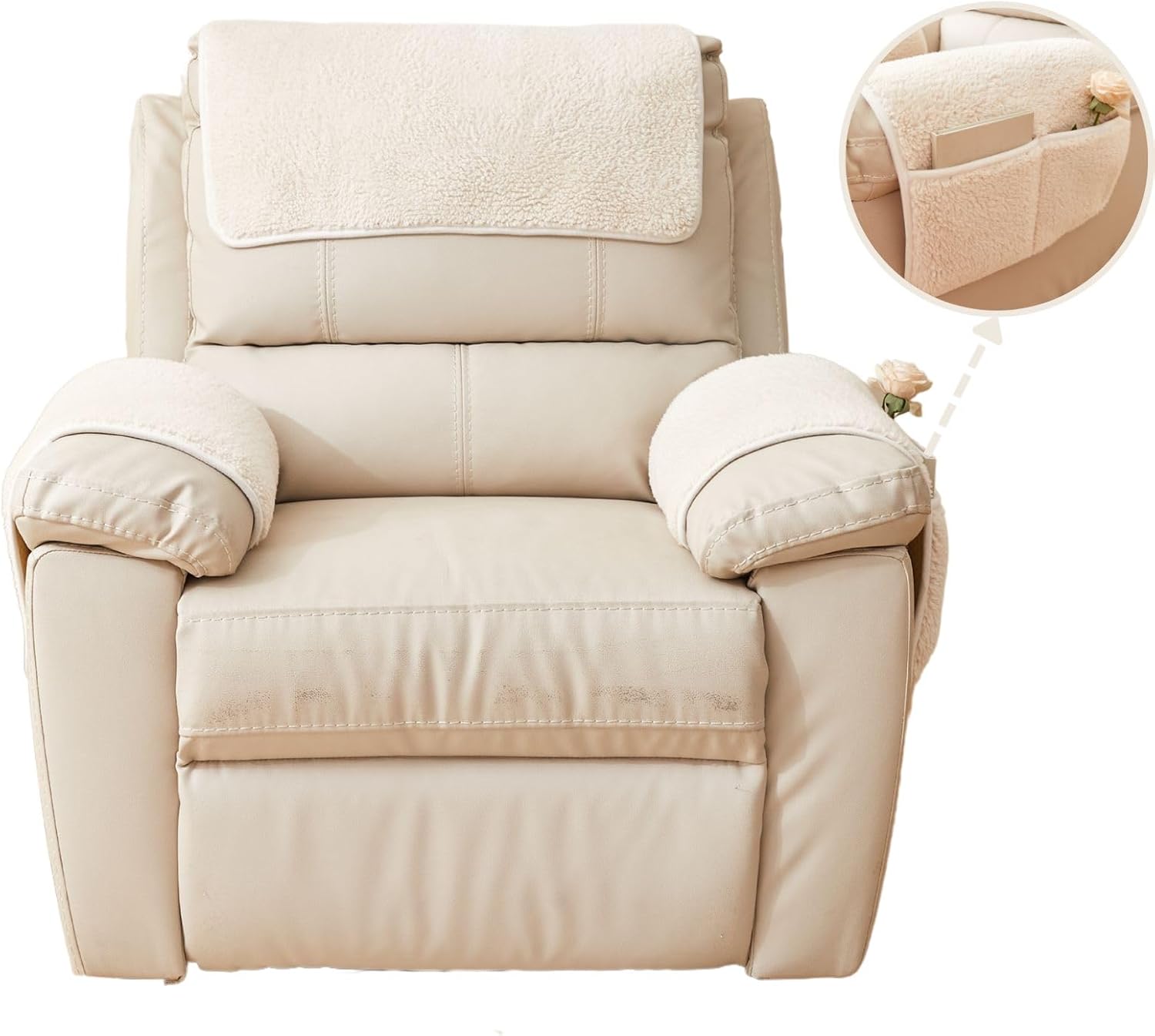 Amazon.com: vctops 3 Pieces Sherpa Fleece Sofa Armrest Cover for ...