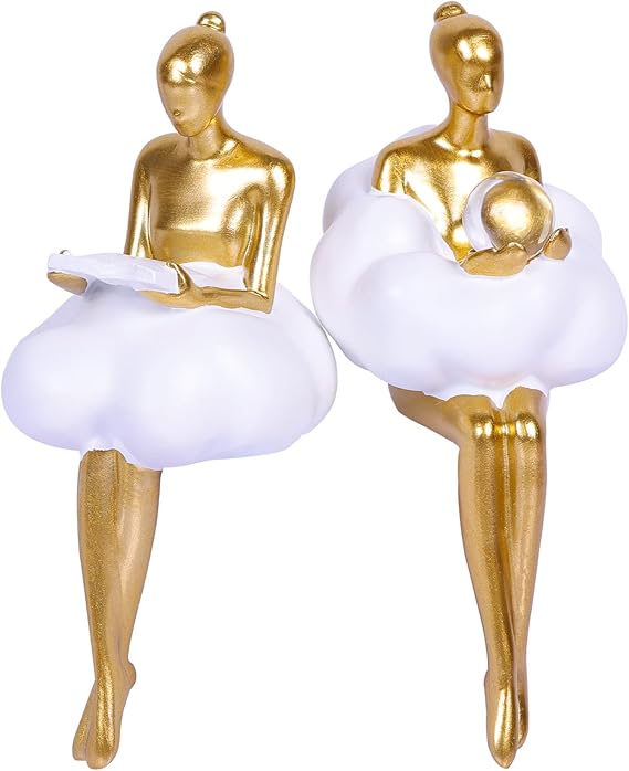 Amazon.com: 2 Pcs Gold Thinker Reading Statue - Abstract Woman Shelf ...