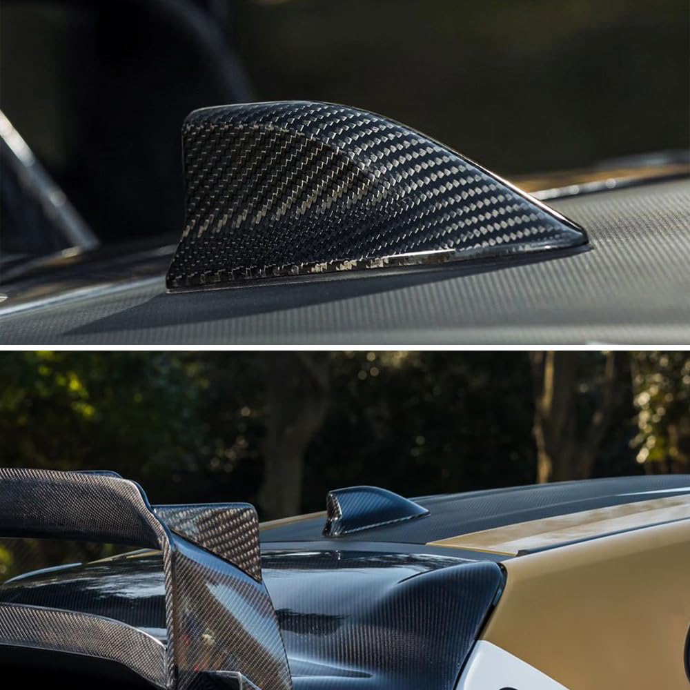 JSWAN Red Black Carbon Fiber Car Roof Shark Fin Antenna