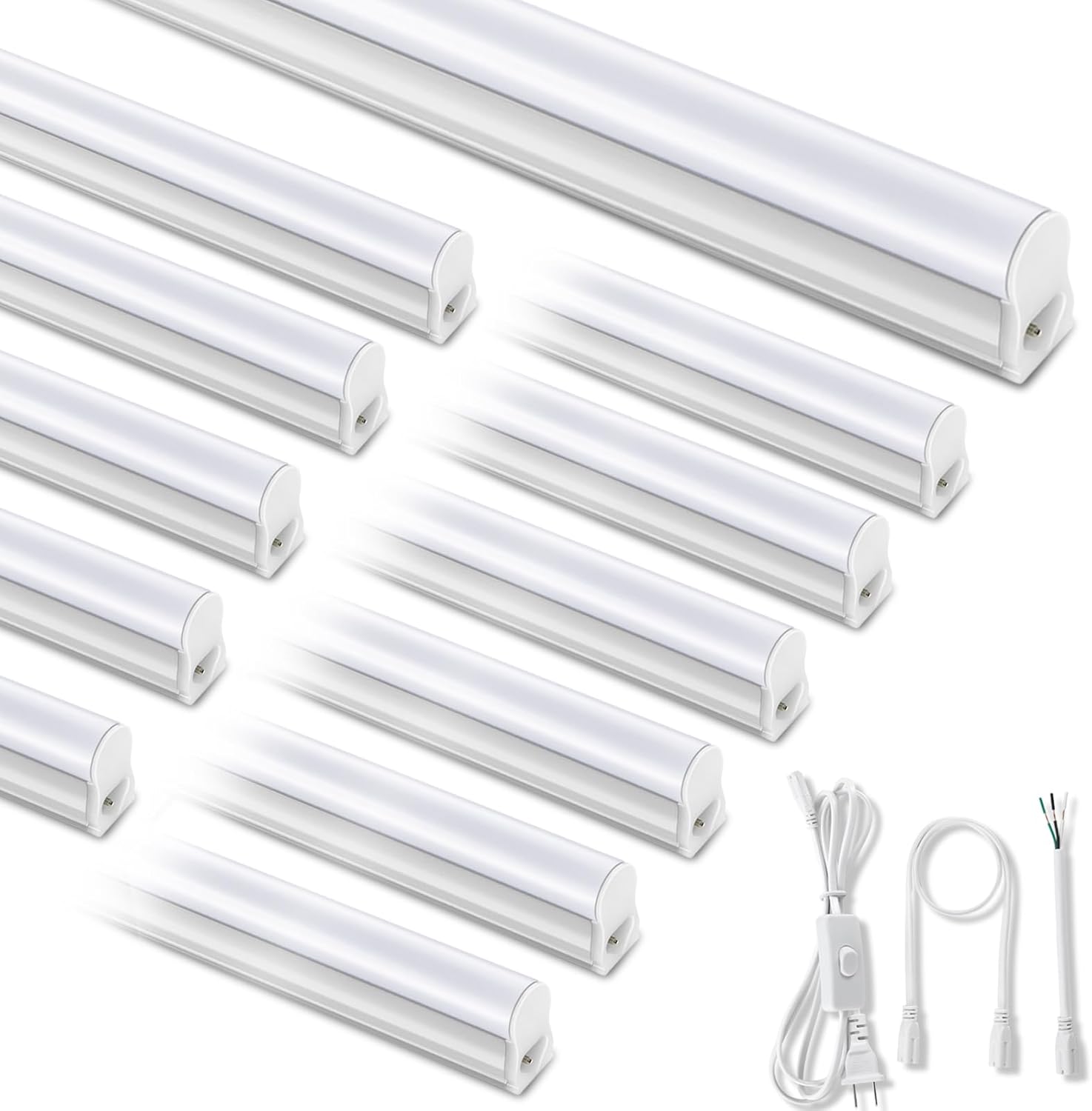 (12 Pack) Upgraded 4FT T5 LED Integrated Fixture, 6500K,20W,2300LM ...