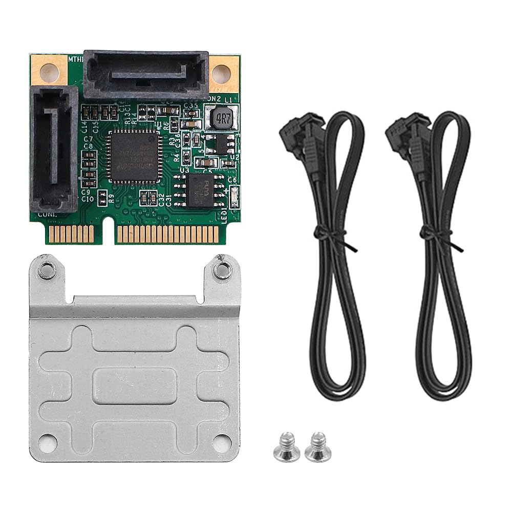 DollaTek Mini PCI-E PCI Express to SATA 3.0 Dual Ports Converter Hard ...