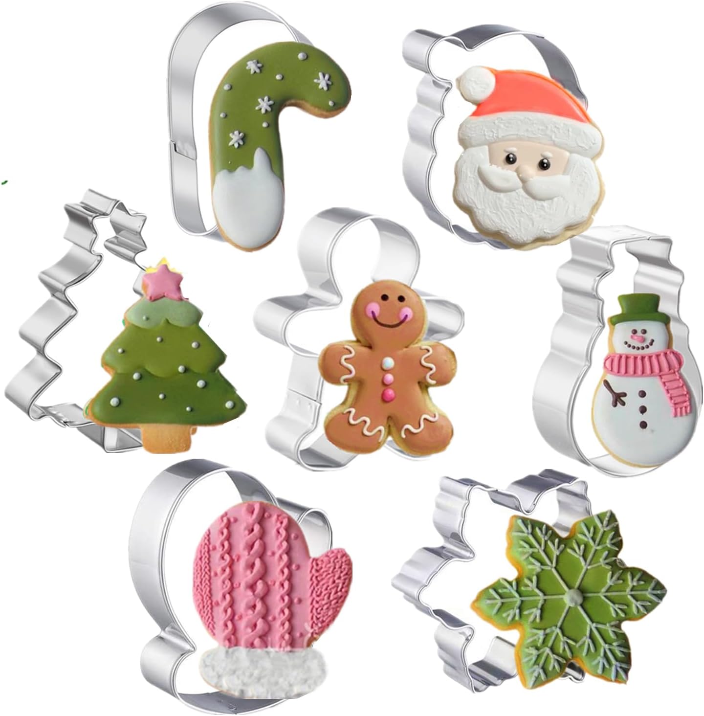 Amazon.com: 8PCS Christmas Cookie Cutters Set, Stainless Steel Metal Winter Holiday Cookie ...