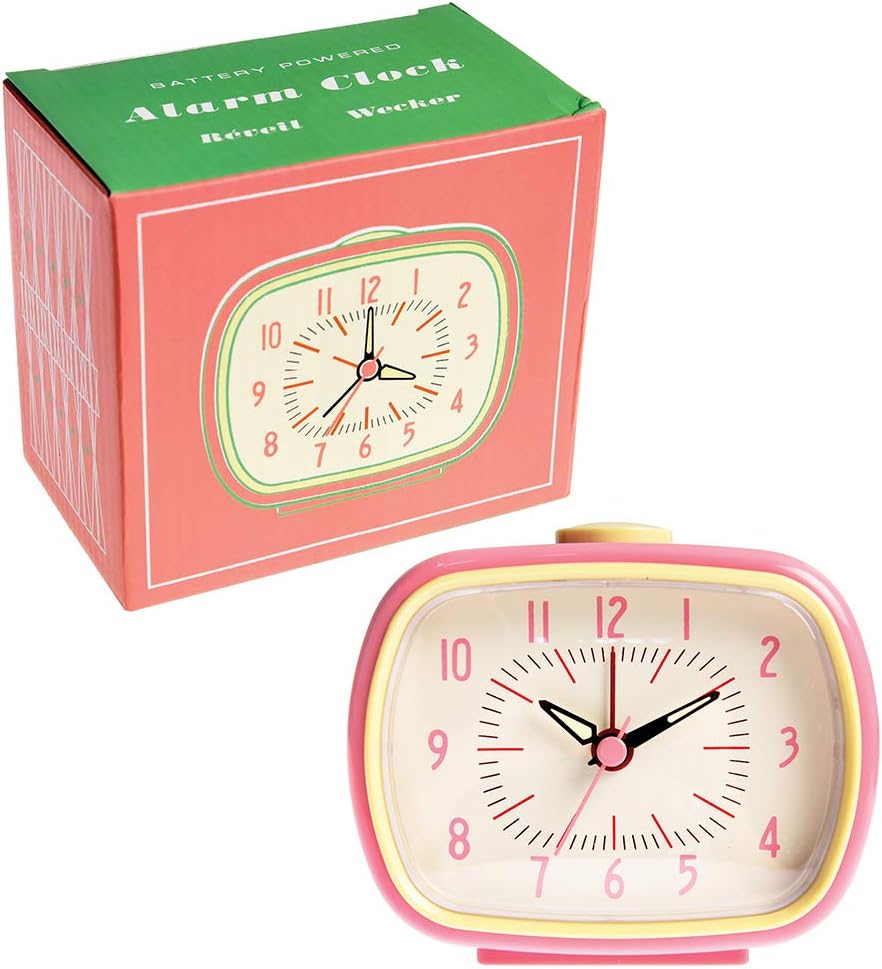 Pink Retro Alarm Clock : Amazon.co.uk: Home & Kitchen