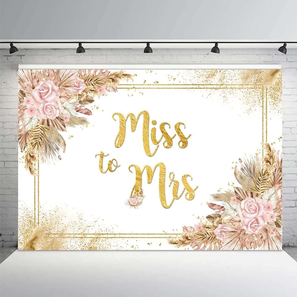Amazon.com : MEHOFOND Boho Miss to Mrs Backdrop Bridal Shower Chic Pink ...