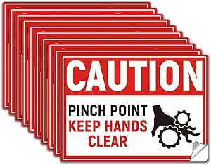 WADORN Caution Pinch Point Safety Label Stickers, PVC Pinch Point Keep ...