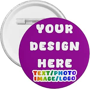 Amazon.com: Custom Pins Custom Buttons Add Your Text Picture Logo Personalized Pinback Custom ...