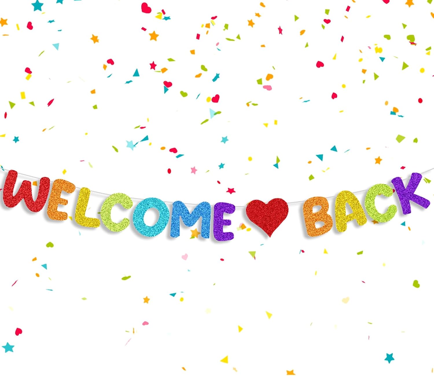 Amazon.com: Colorful Glitter Welcome Back Banner for First Day of ...