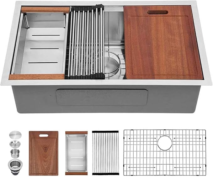30 Undermount Kitchen Sink—Sarlai 30x18 inch T304 16 Gauge Stainless ...