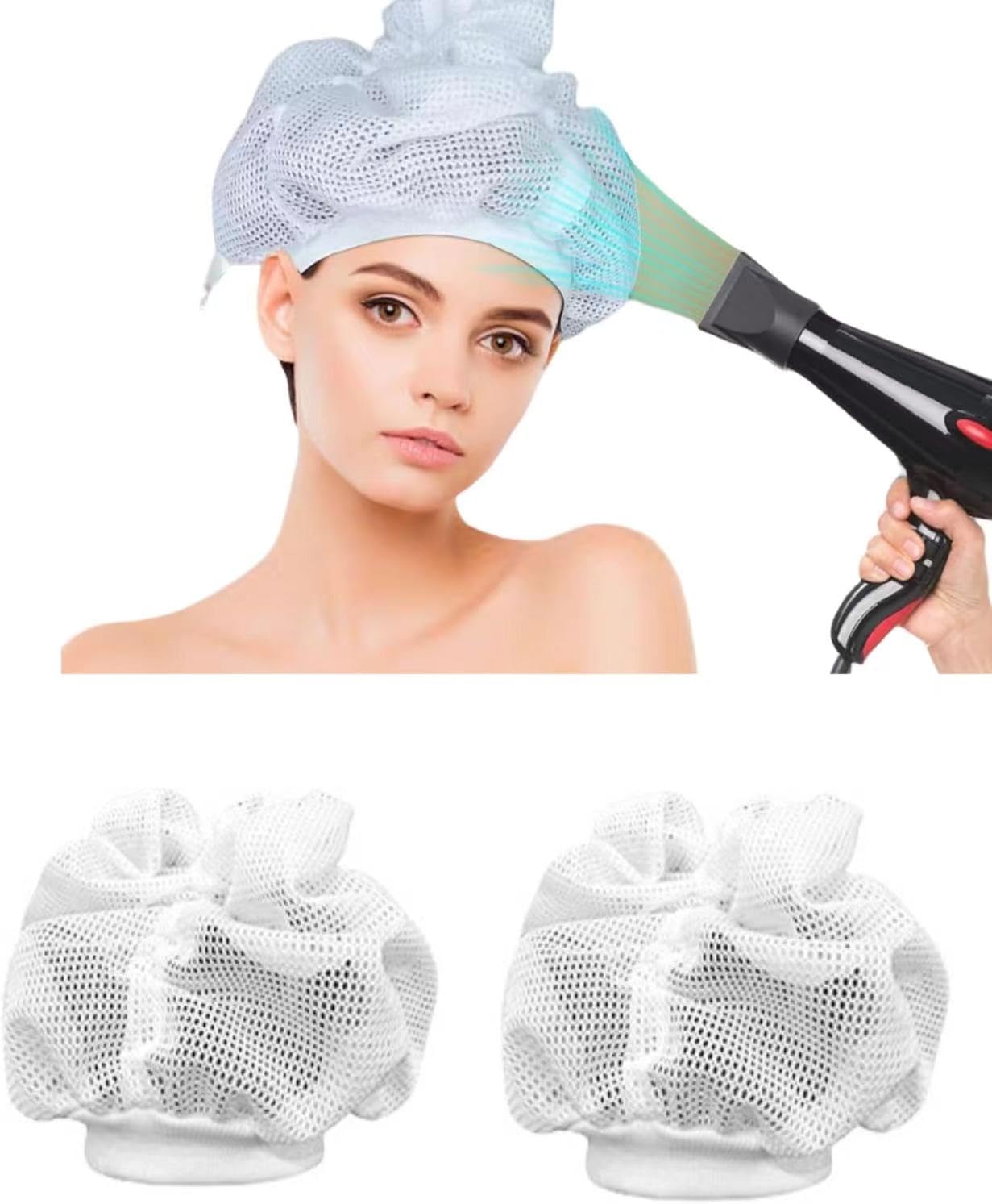 Amazon.com : 2 Pack Net Plopping Cap for Drying Curly Hair,Plopping Cap ...