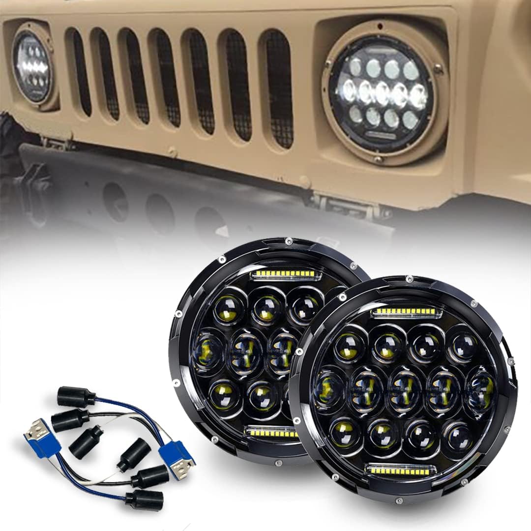 Amazon.com: Military Vehicle 7 inch Black Bezel LED Round Headlight ...