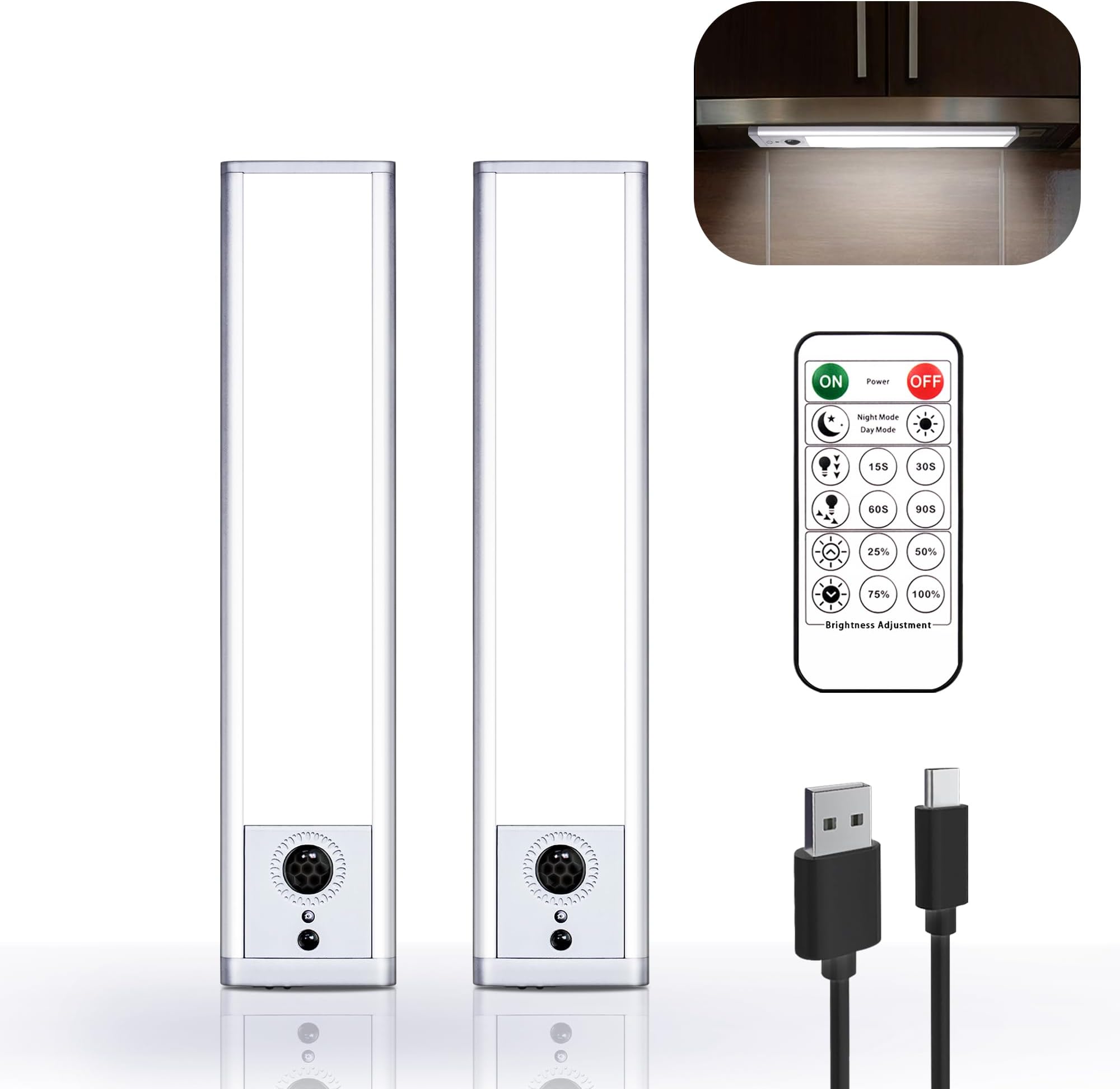 LED Motion Sensor Closet Lighting With Remote 2 Pack 2-Pack Under ...