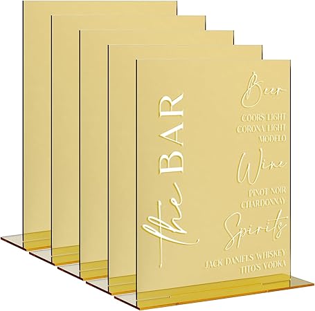 Amazon.com: JINMURY 8x10 Inch Gold Acrylic Sign with Stand | 5 Pack ...