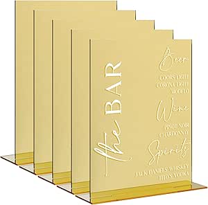 Amazon.com: JINMURY 8x10 Inch Gold Acrylic Sign with Stand | 5 Pack ...