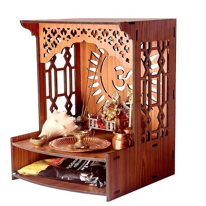 Wooden Pooja Stand Puja Mandir for Home Shop Office Wood Temple Wall ...