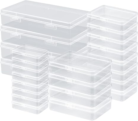 24 Pcs Mixed Sizes Small Plastic Box Rectangular Mini Clear Plastic ...