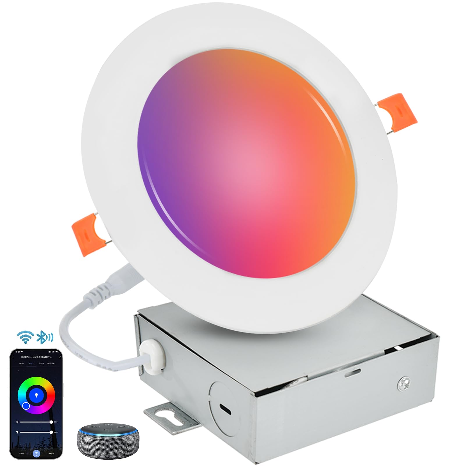 Homevenus Smart Recessed Lighting 4 Inch 9W 810LM Ultrathin Recessed ...