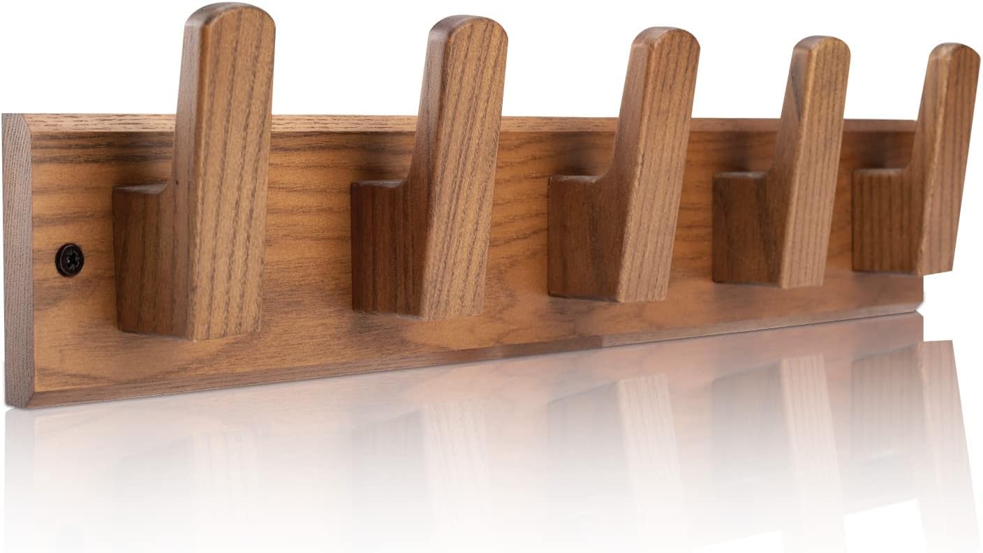 Amazon.com: Generic Wall Mounted Coat Rack Multi Hooks Elegant Walnut ...