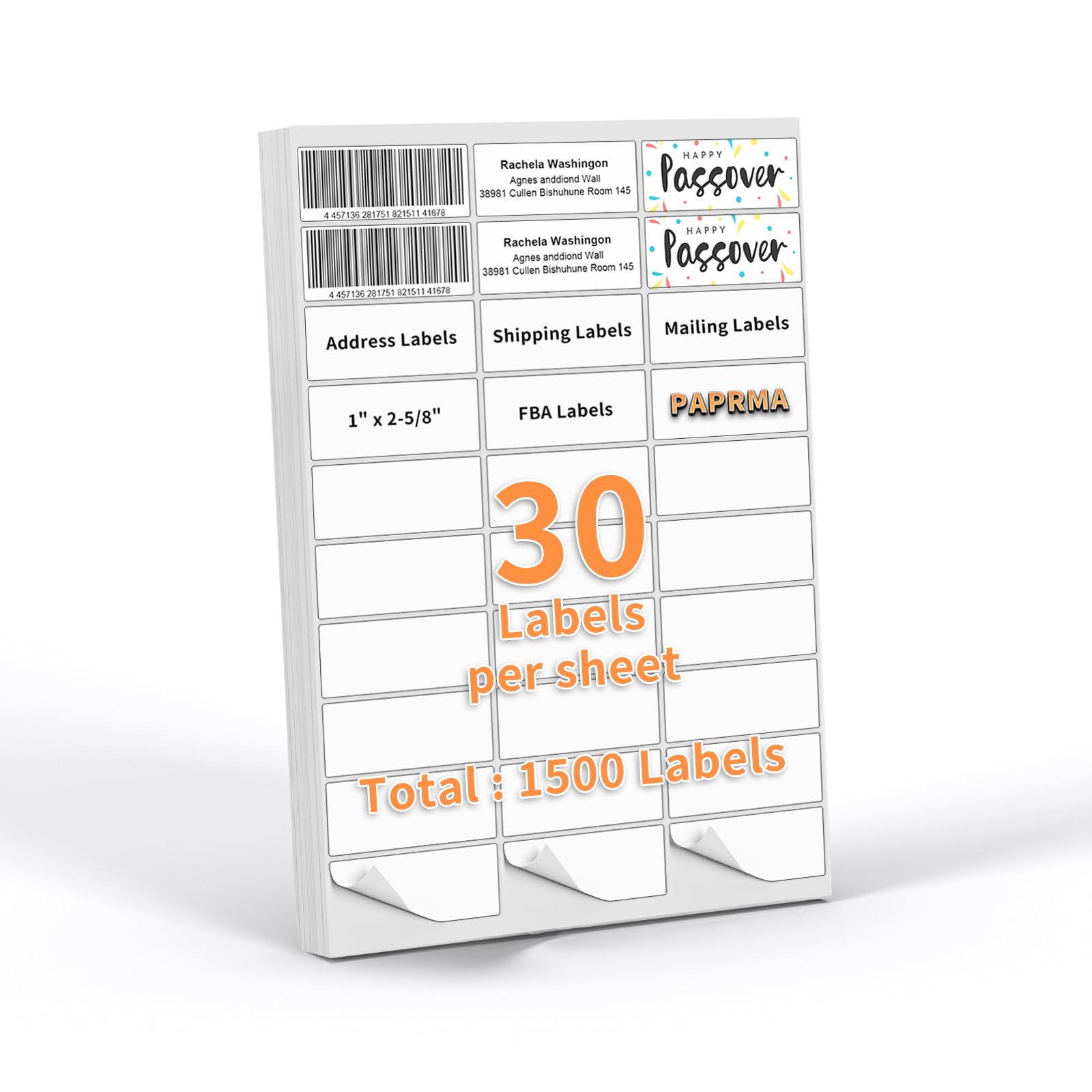 Amazon.com : PAPRMA Shipping Address Labels 1x2-5/8 inch, Printable ...