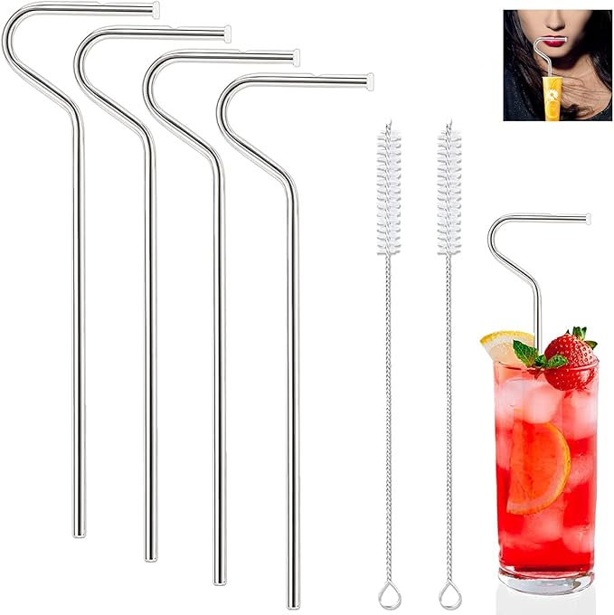 Amazon.com: SAMOKA Anti Wrinkle Straw, 4PCS Reusable Stainless Steel ...