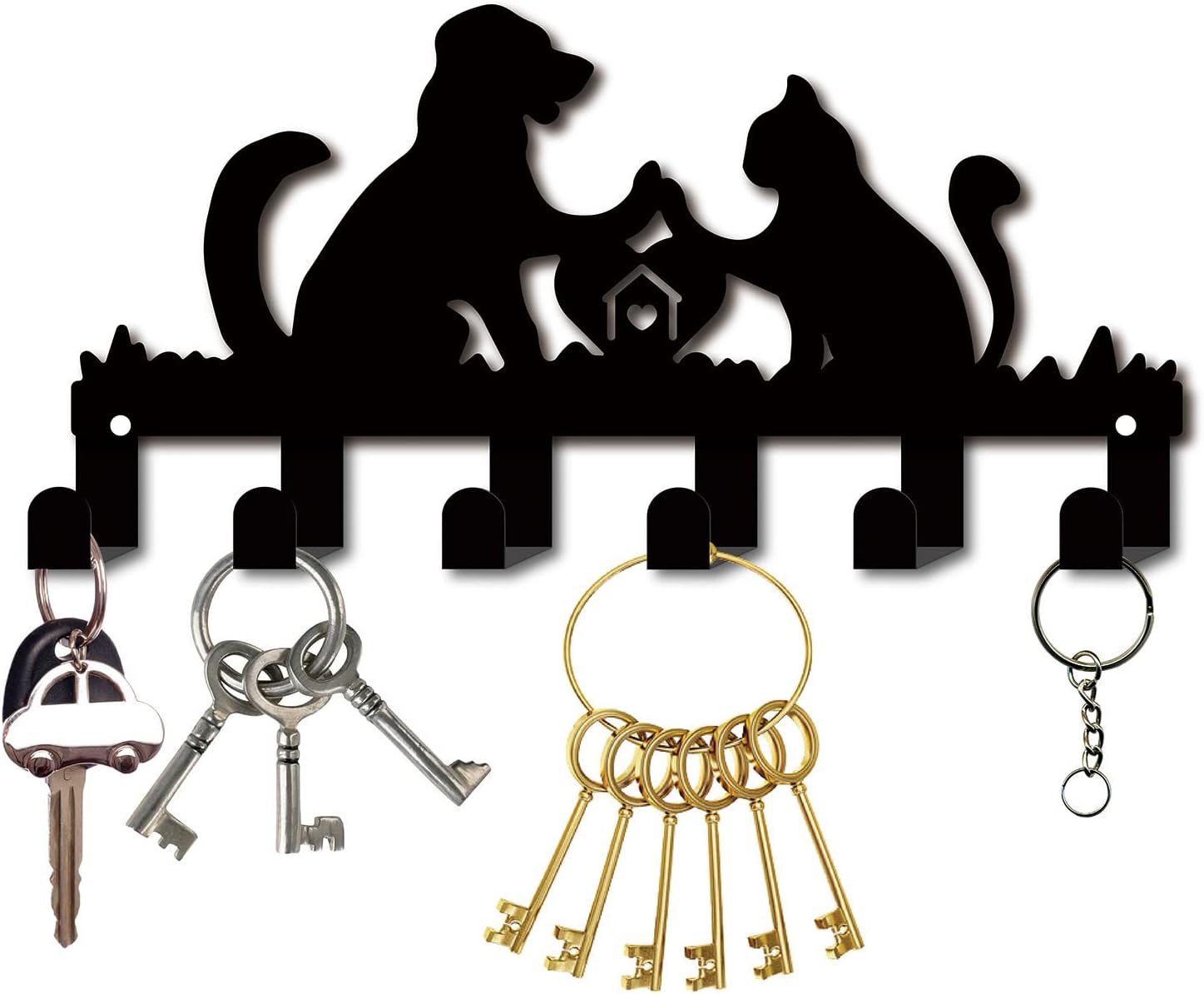 CREATCABIN Black Metal Key Hooks Key Hooks Wall Mounted Decorative ...