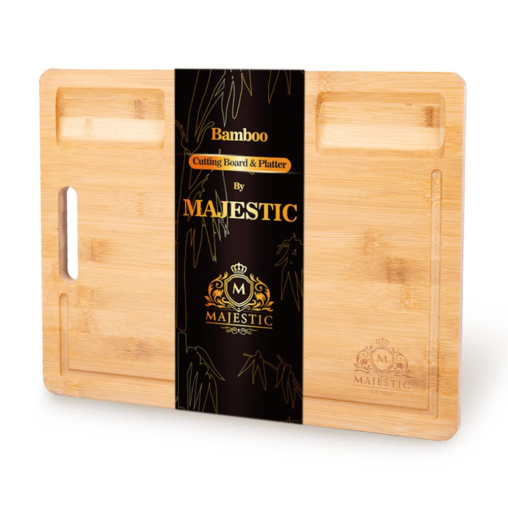 Large Organic Bamboo Cutting Board Wooden Charcuterie Cheese Serving